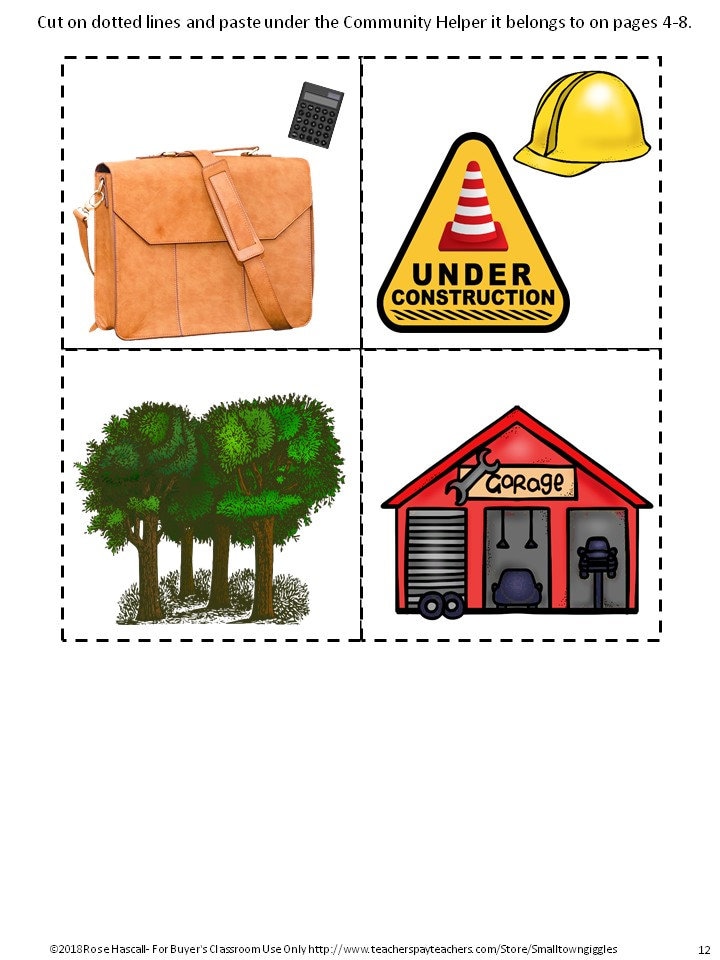 Community Helpers Interactive Cut and Paste Flip Book Special Education ...