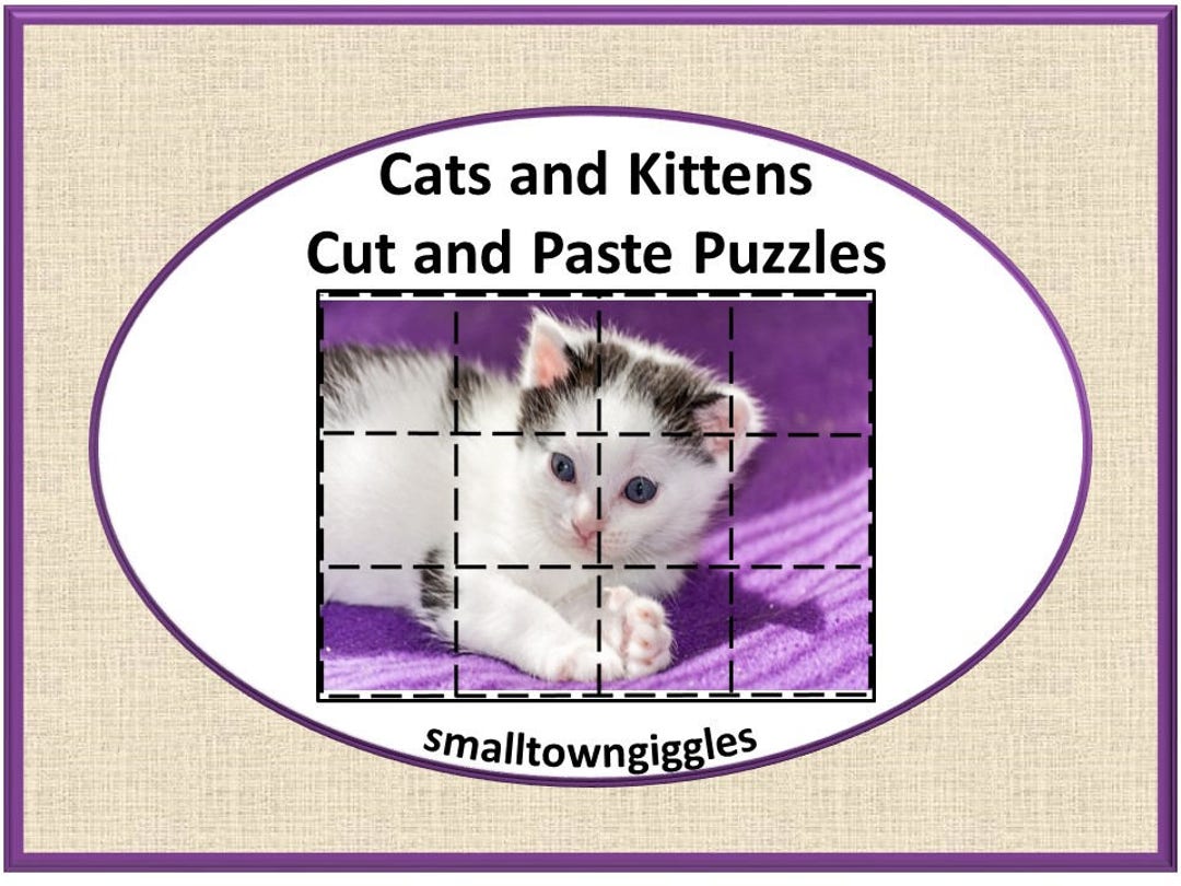 Cats and Kittens Cut and Paste Puzzles Fine Motor Skills Preschool ...