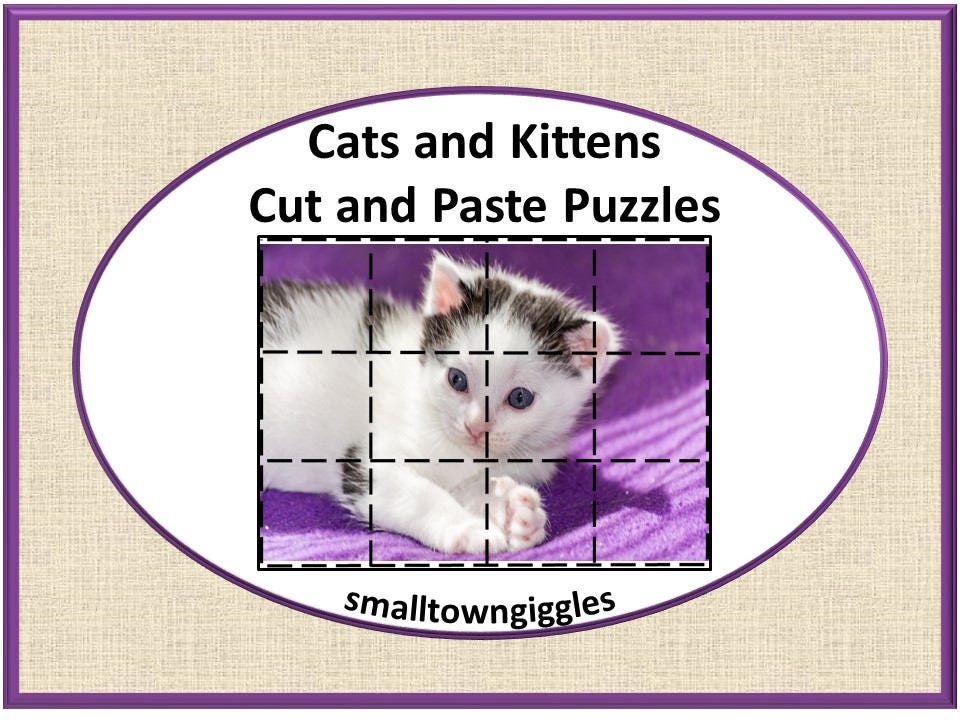 Cats and Kittens Cut and Paste Puzzles Fine Motor Skills Preschool ...