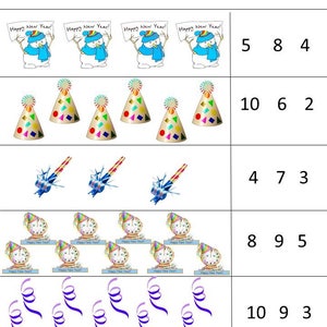 New Year's Counting Worksheets, Celebrating the New Year Math Cut and ...