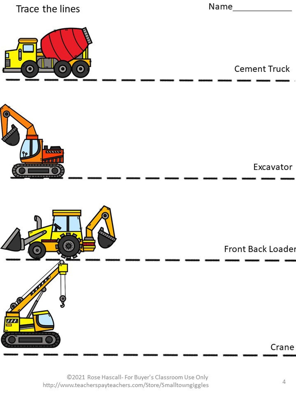 Road Construction Tracing Activities, Fine Motor Skills, Pre-k ...