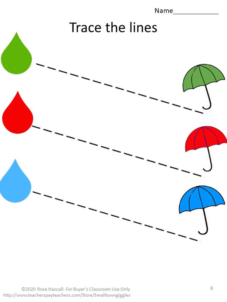Weather Tracing Activities Long Distance Learning Fine Motor Skills PK ...