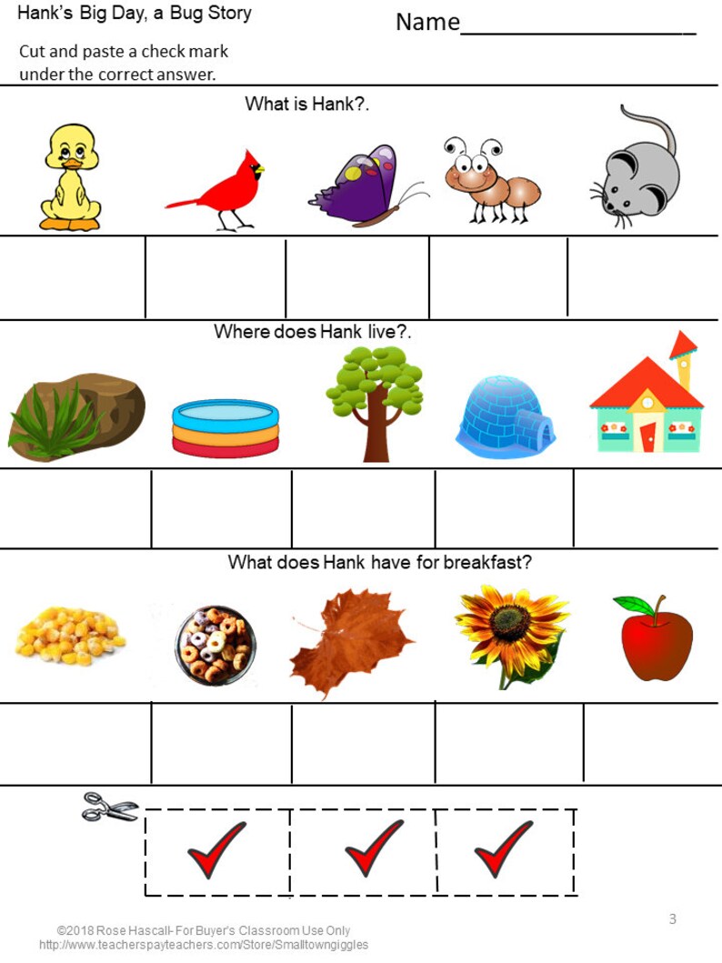 Hanks Big Day Story of a Bug Book Study Digital Download Pre-k K First ...