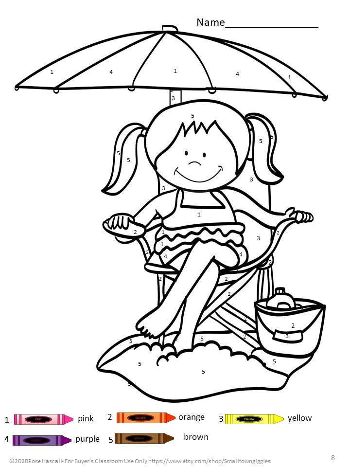 Beach Fun Summer Color by Number Fine Motor Activities, Preschool ...