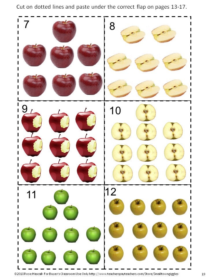 Apple Counting Interactive Cut and Paste Flip Book Special Education ...