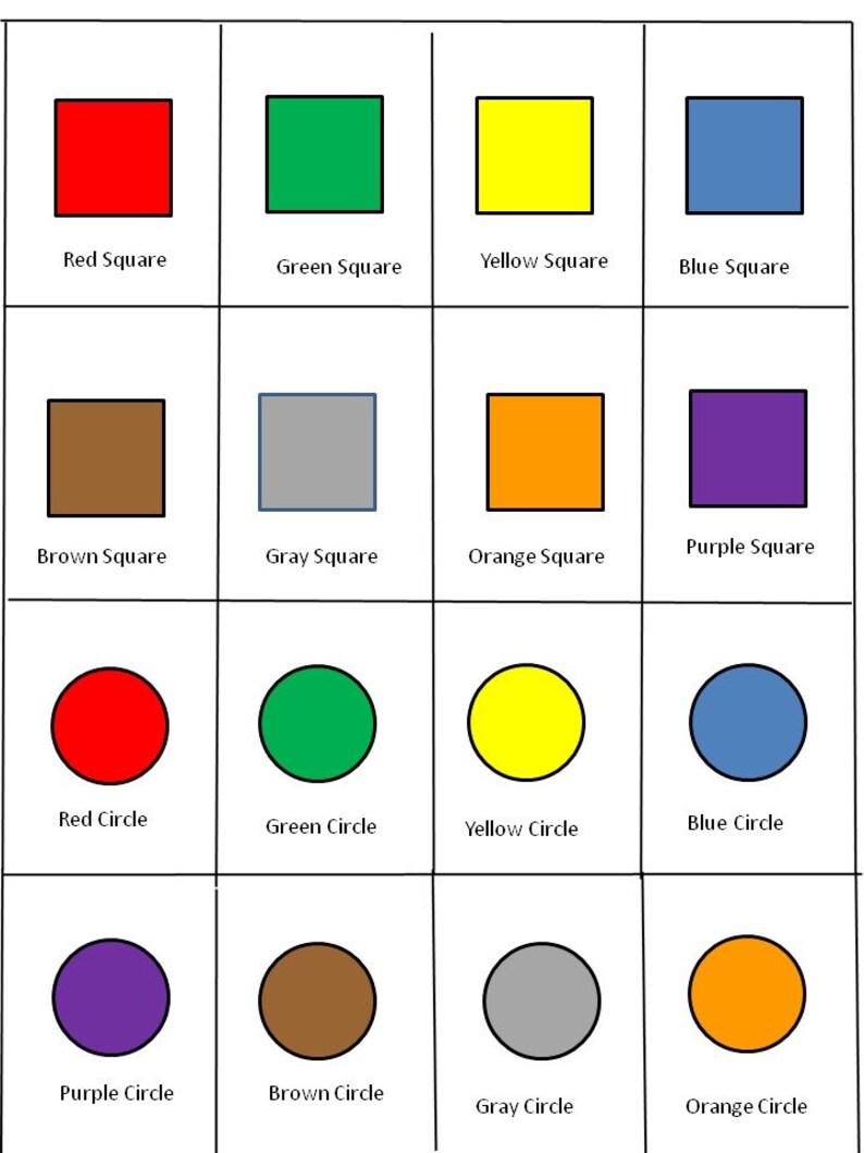 Colors and Shapes BINGO Game, Shape and Color Identification Activities ...