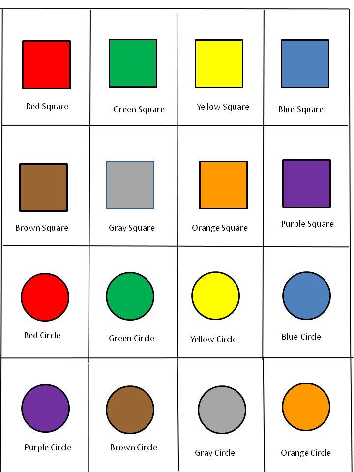 Colors and Shapes BINGO Game, Shape and Color Identification Activities ...