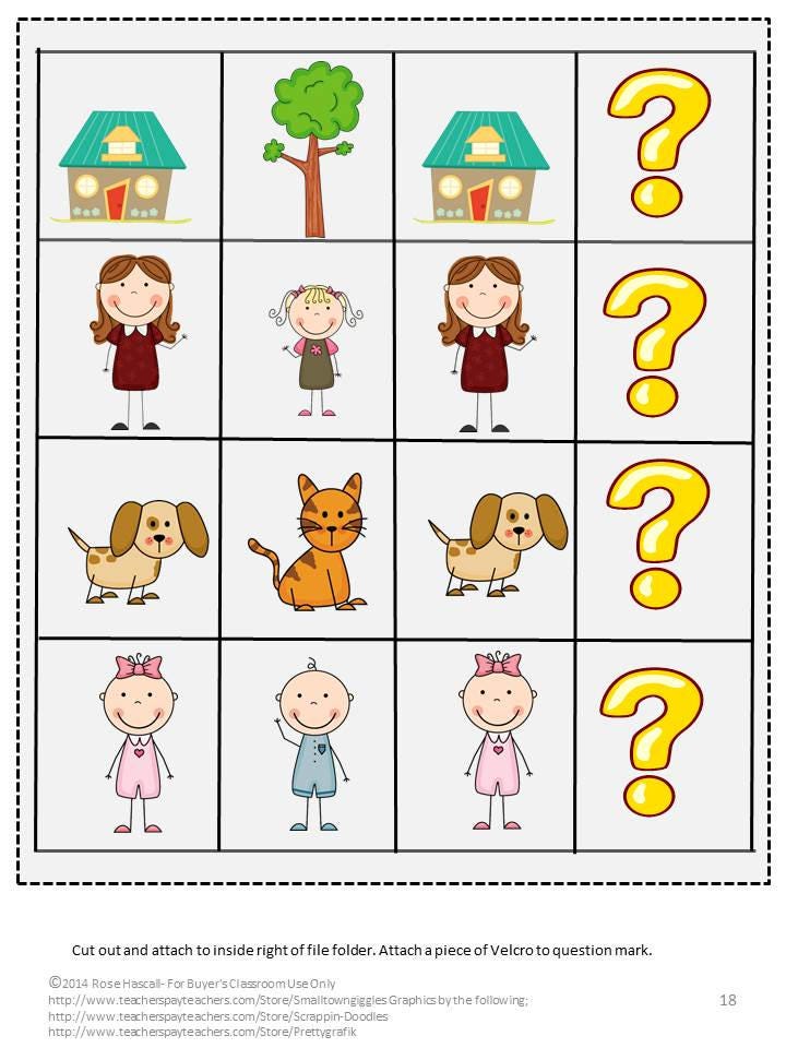 My Family My House File Folder Games Math Literacy Fine Motor Skills ...