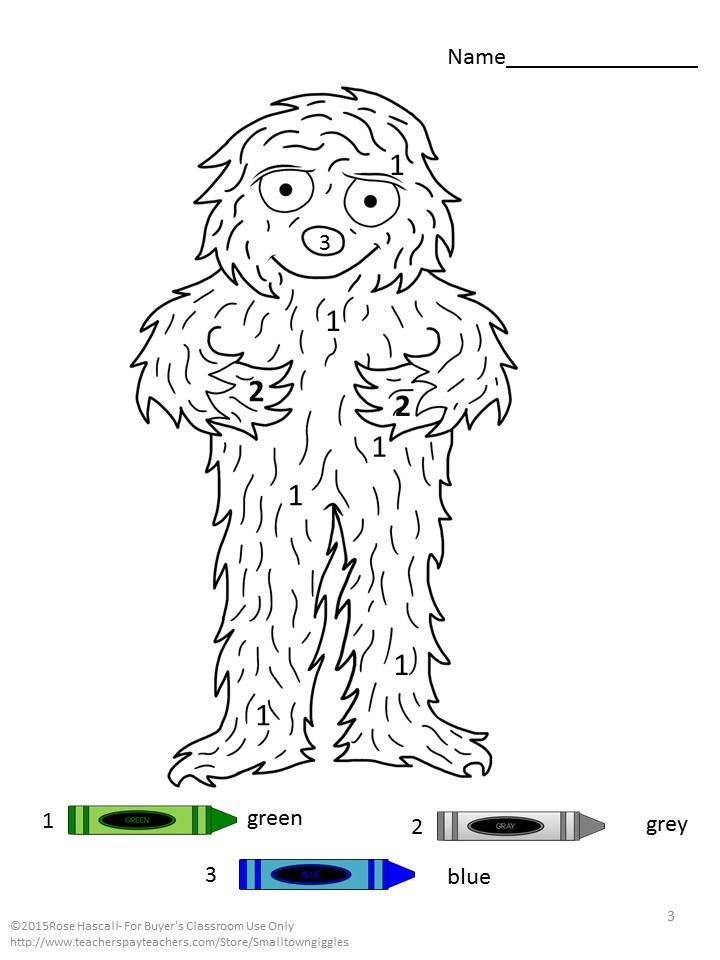 Monster Color by Number, Color Recognition, Number Recognition, Fine ...