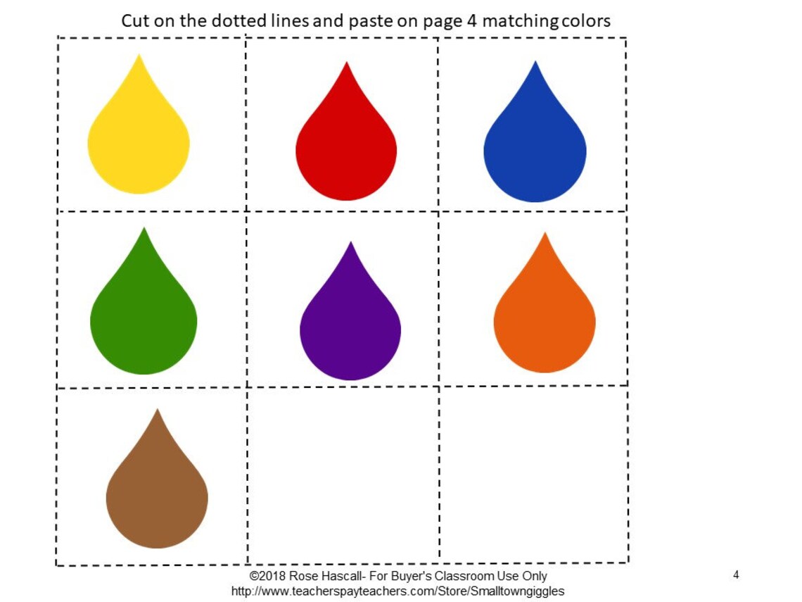 Match the Colors Cut and Paste Mini Accordion Book Set Preschool ...