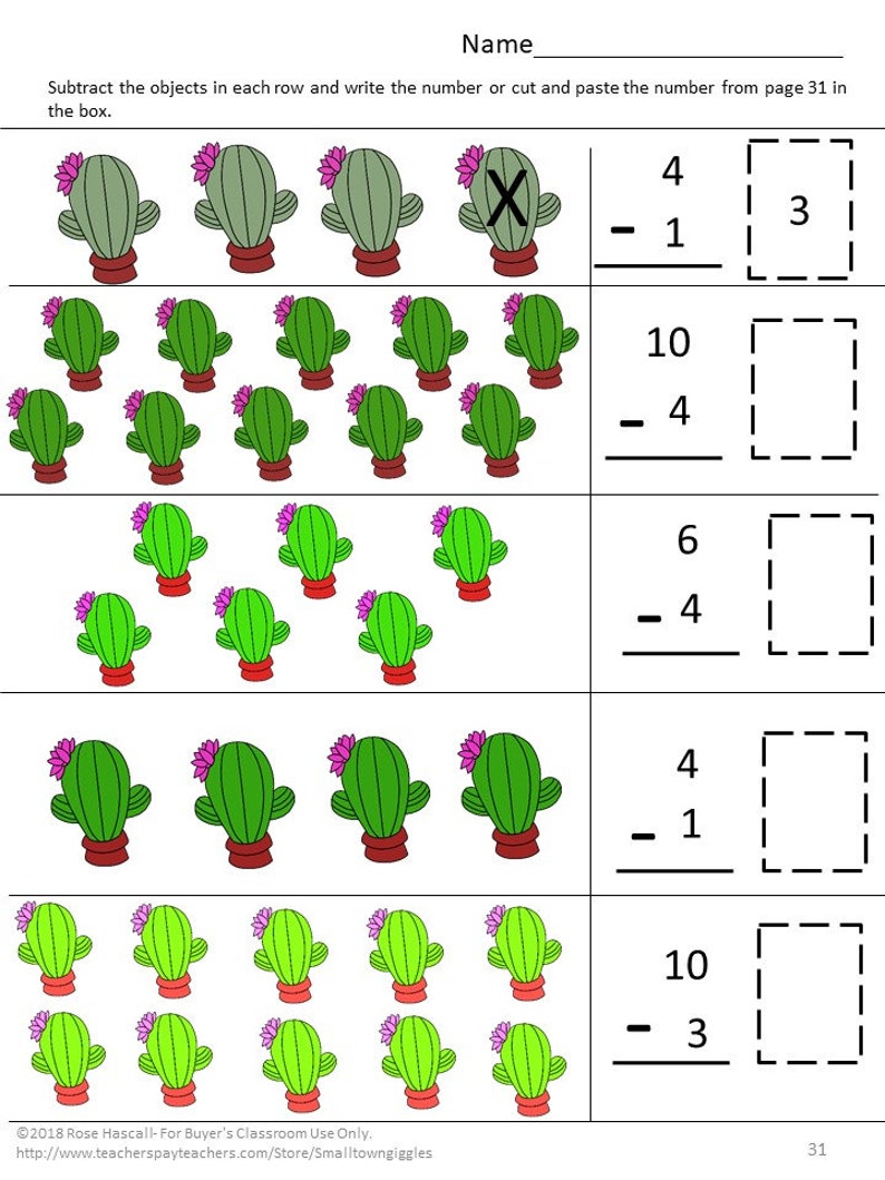 Llamas No Prep Cut and Paste Math Literacy Activities P-K, K, Special ...