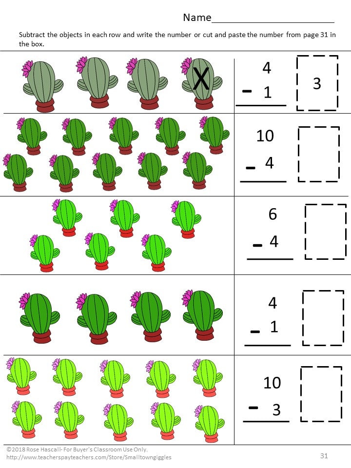 Llamas No Prep Cut and Paste Math Literacy Activities P-K, K, Special ...