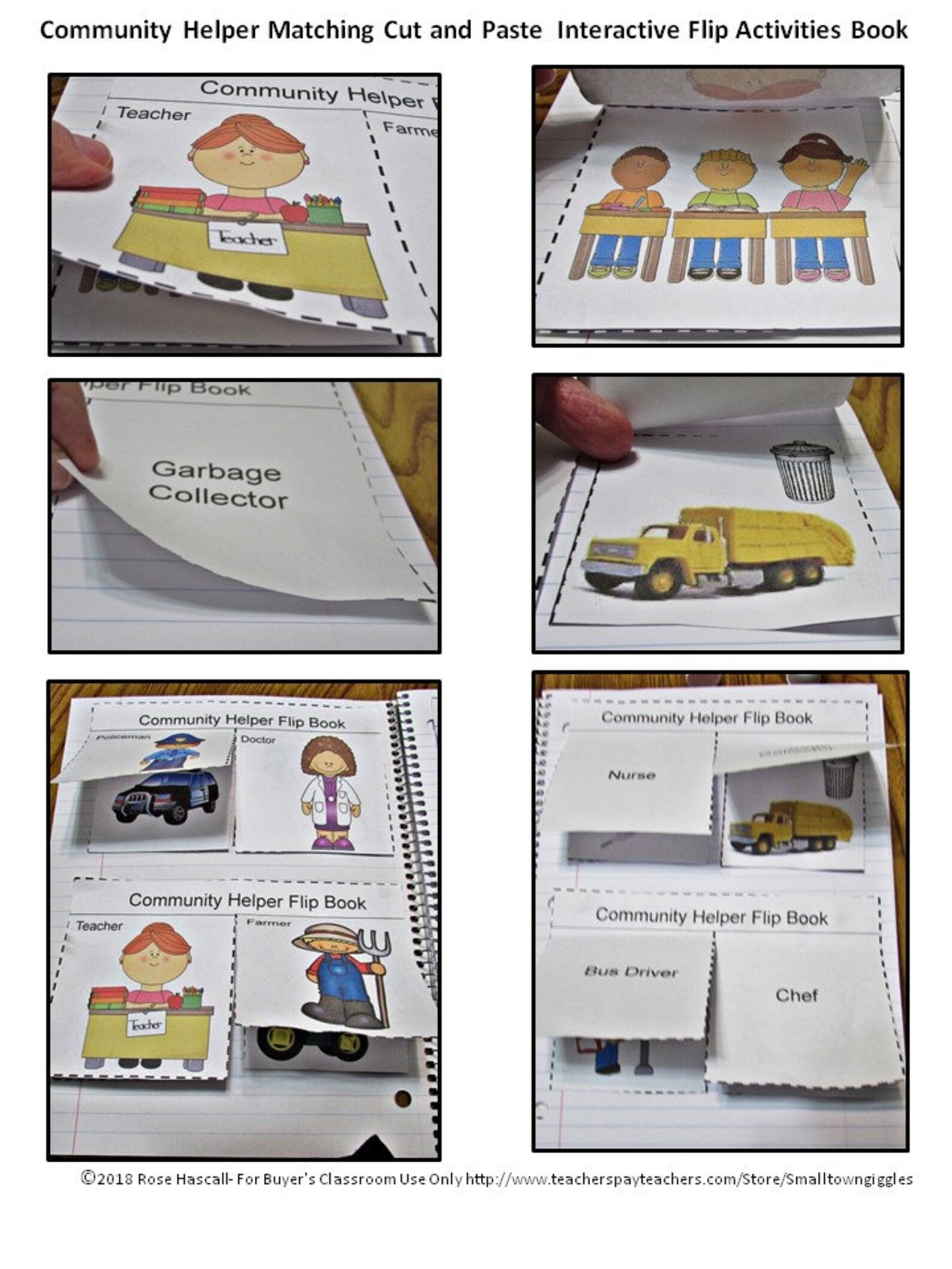 Community Helpers Interactive Cut and Paste Flip Book Special Ed, K-P ...