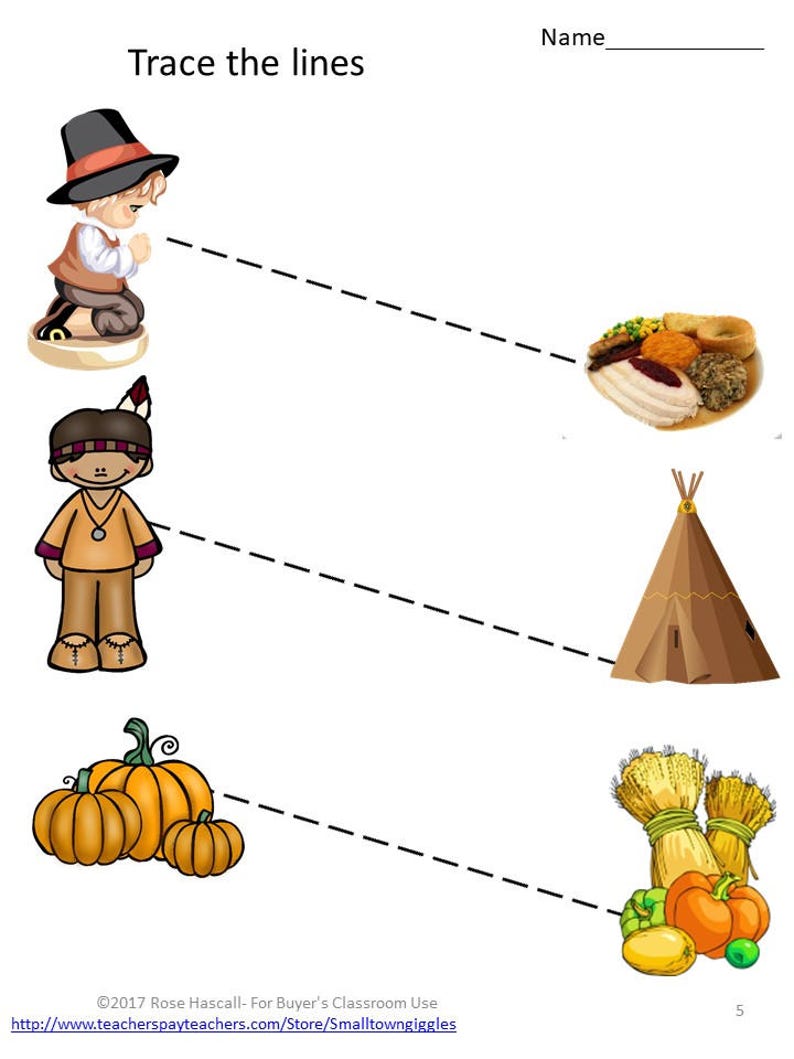 Thanksgiving Activities Tracing Fine Motor Pre-k, Kindergarten, Special ...
