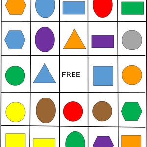 Colors and Shapes BINGO Game, Shape and Color Identification Activities ...