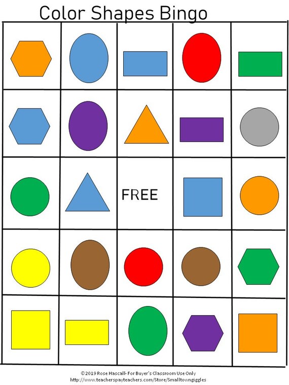 Jogo BINGO de Cores e Formas, Atividades de Identificação de😜 Descubra ...