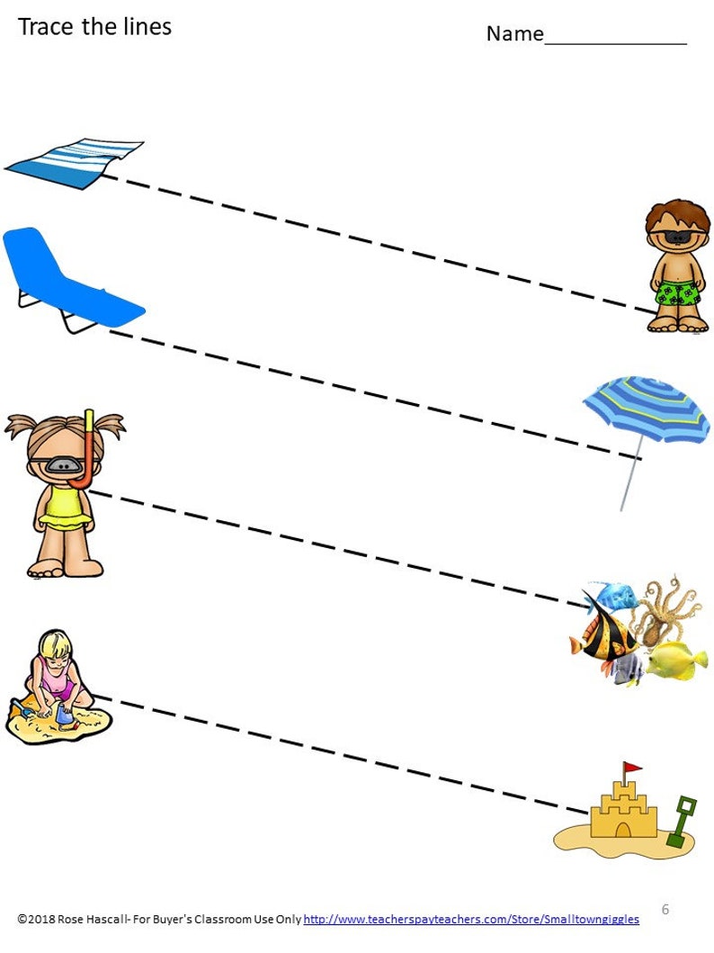 Summer Fun Tracing Activities Digital Download, Printable Worksheets ...