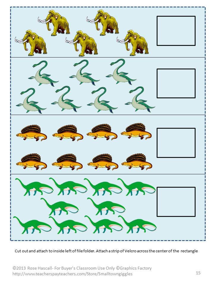 Dinosaurs Math Literacy File Folder Games Fine Motor Special Education ...