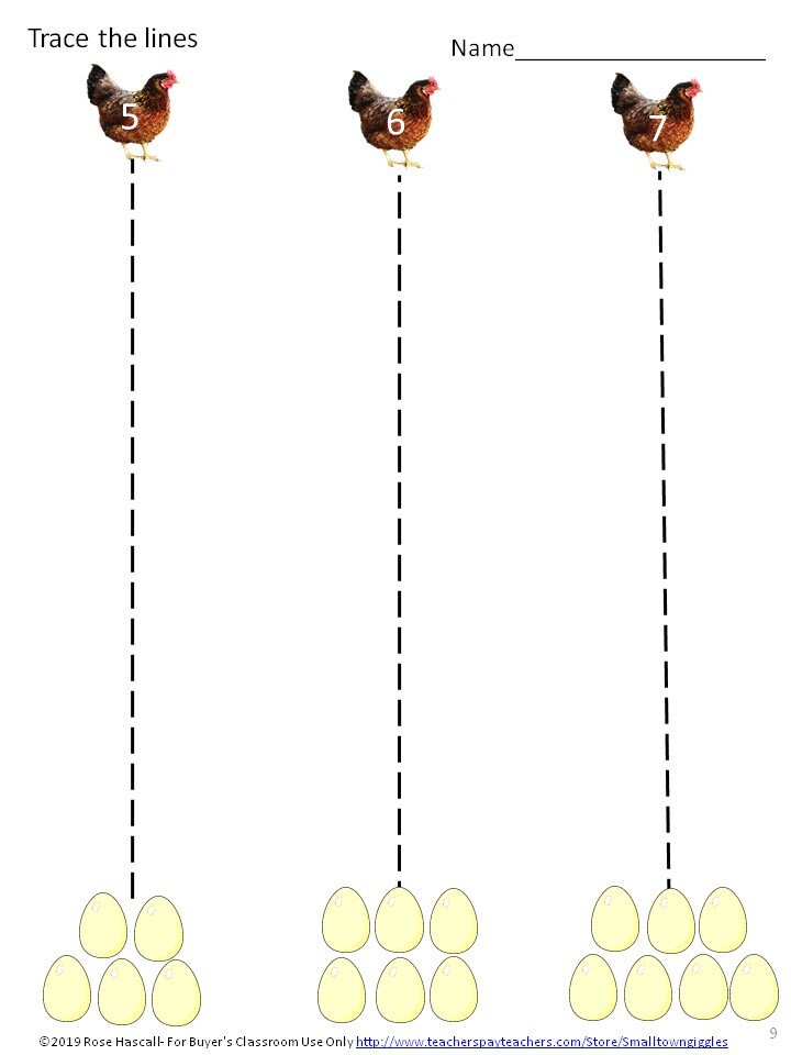Farm Math and Literacy Tracing Activities, Fine Motor Skills, Math ...