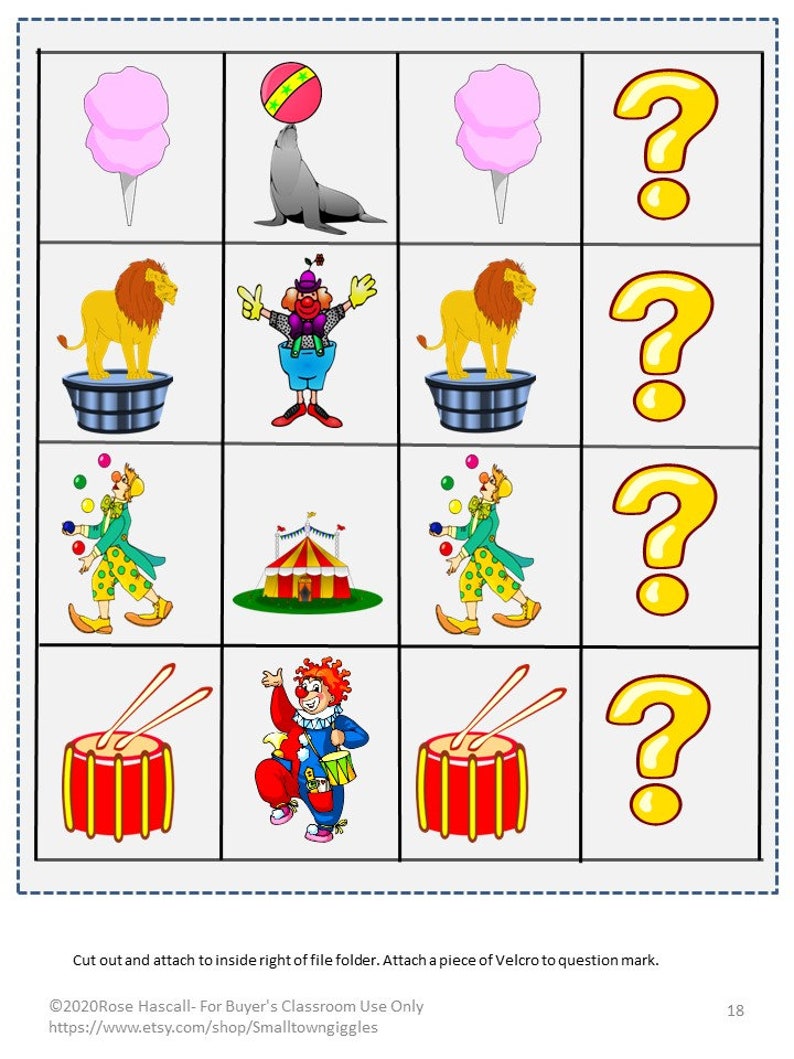 Circus Math Literacy File Folder Games Learning Centers Kindergarten ...