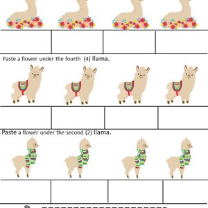 Llamas No Prep Cut and Paste Math Literacy Activities P-K, K, Special ...