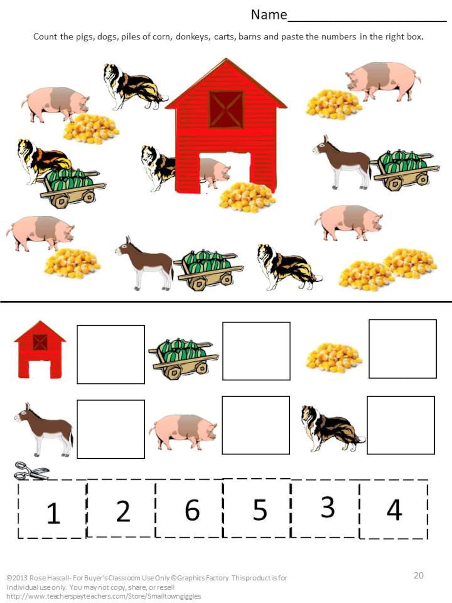 Farm Animals Kindergarten Special Education Autism Cut and Paste Fine ...
