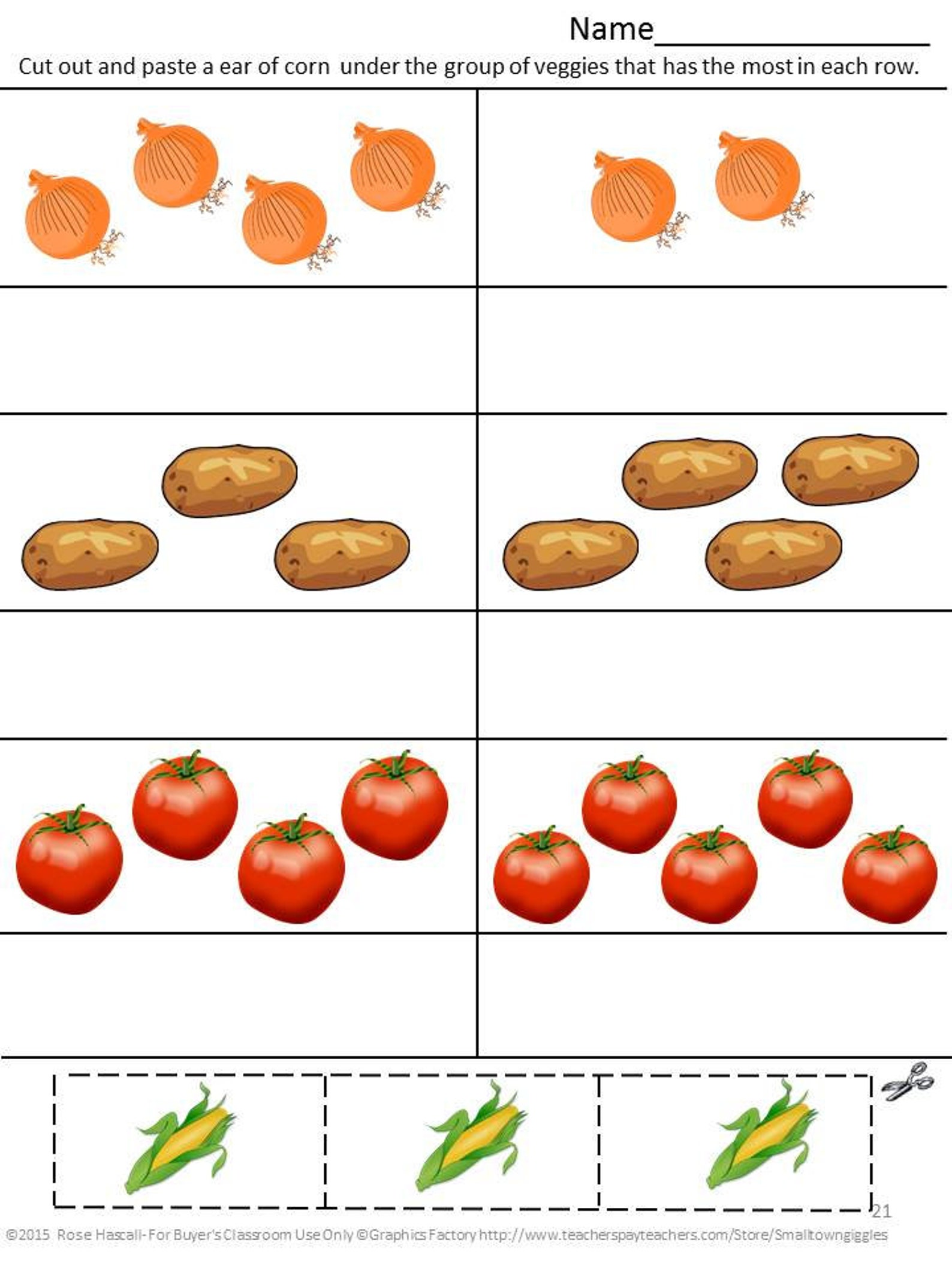 Planting a Vegetable Garden Math Literacy Cut Paste Packet P-K, K ...