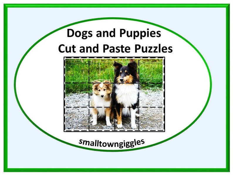 Dogs Puppies Cut and Paste Puzzles, Fine Motor Skills, Teaching ...