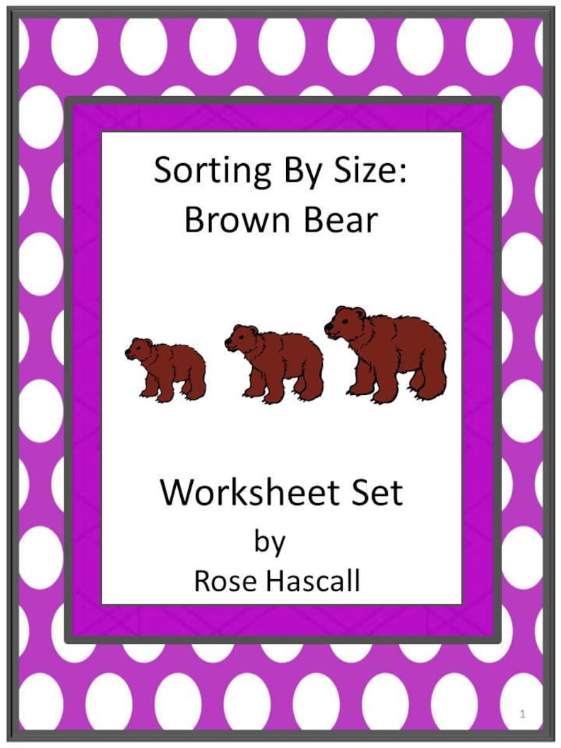 Brown Bear, Sorting by Size Brown Bear, Preschool Kindergarten Special ...