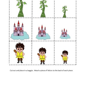 Jack and the Beanstalk File Folder Games P-K,K, Special Ed. Fine Motor ...