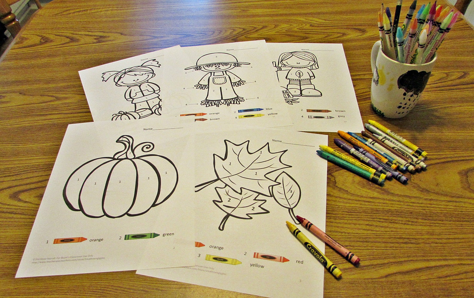 Fall Color by Number Math Center Kindergarten Special Education Autism ...