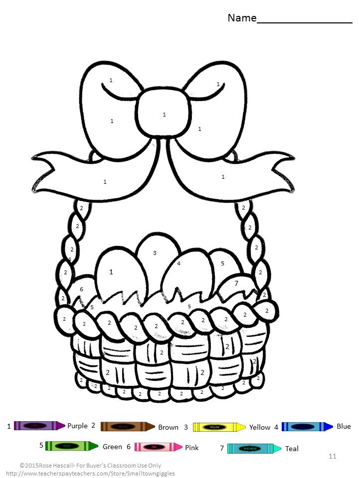 Color by Number Easter, Fine Motor Skills, Kindergarten, Special ...