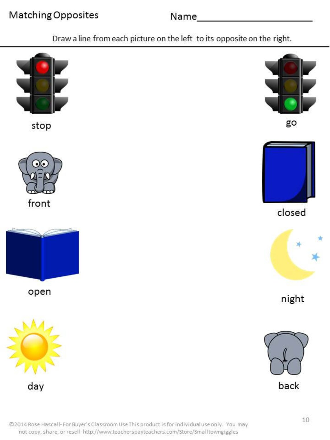 Big, Small, Short, Tall and More, NO PREP Math Center Worksheets ...