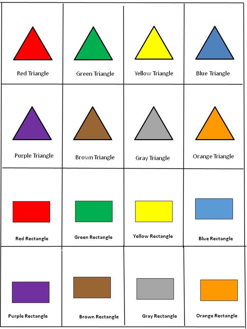 Colors and Shapes BINGO Game, Shape and Color Identification Activities ...