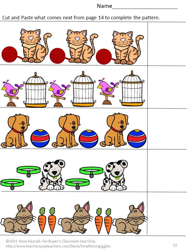 Pets Cut and Paste Digital Download Pre-k, K, Special Education, Autism ...