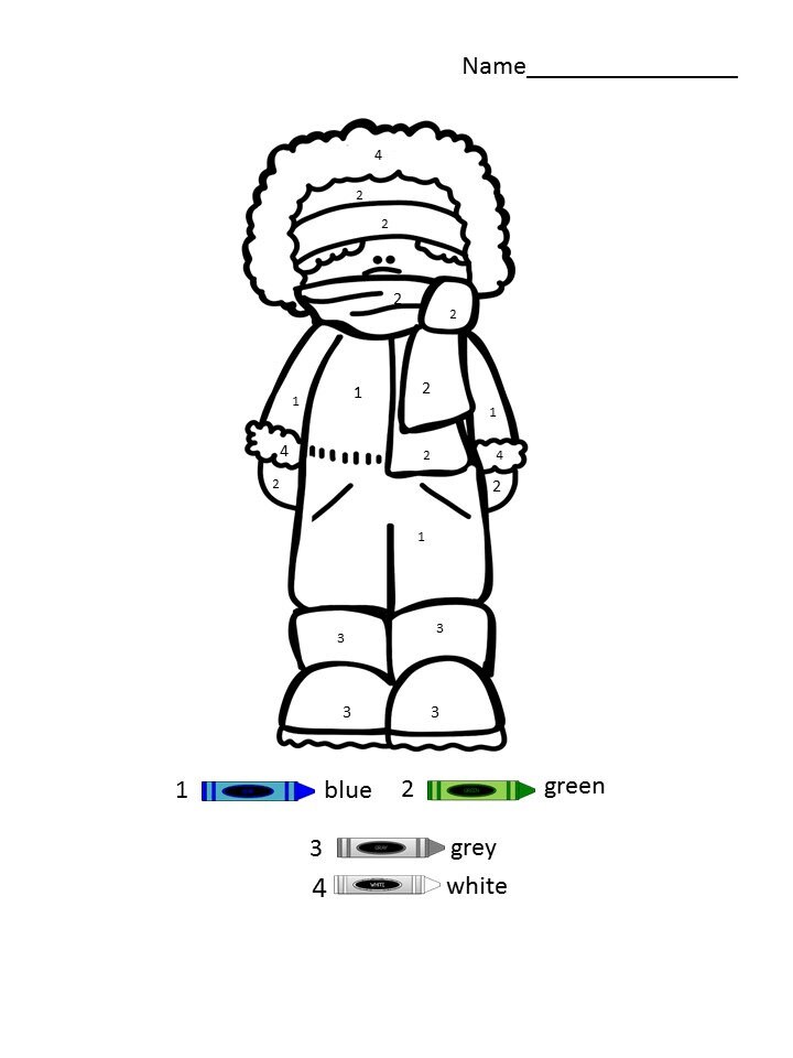 Winter Color by Number, Winter Math Centers, Special Education Math ...