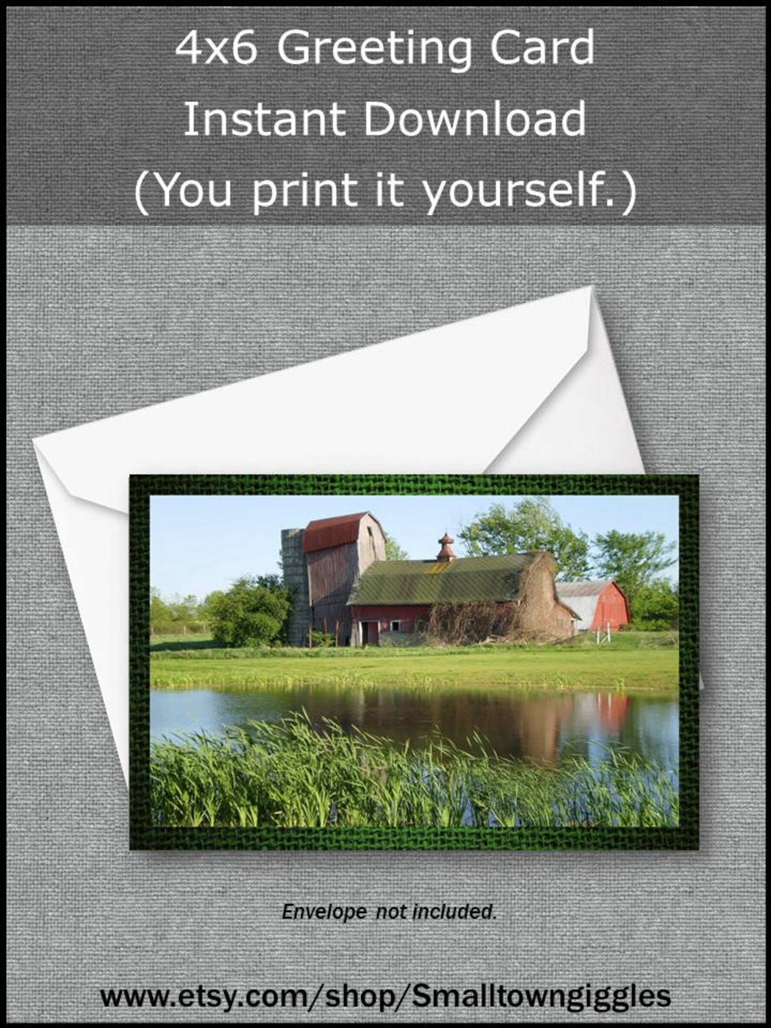 All Occasion Card Barn by Pond Rural Living Country Scene Instant ...