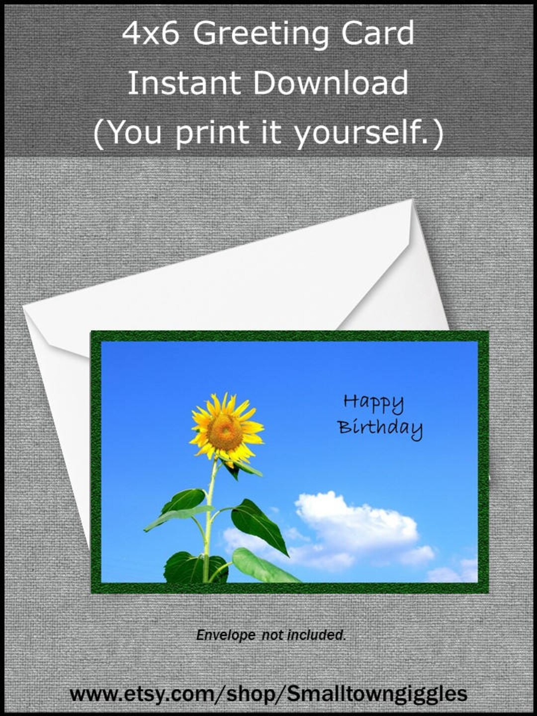 Sunflower Lover, Greeting Card, Happy Birthday Card, Printable Birthday ...