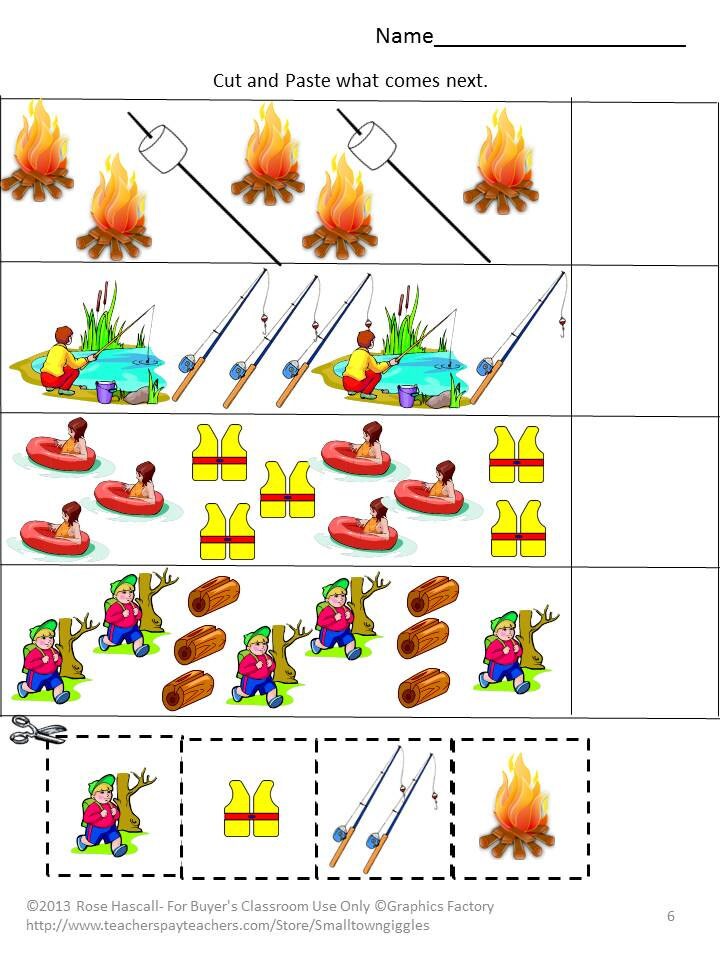 Teaching Materials, Instant Printable Camping Fun Cut and Paste ...