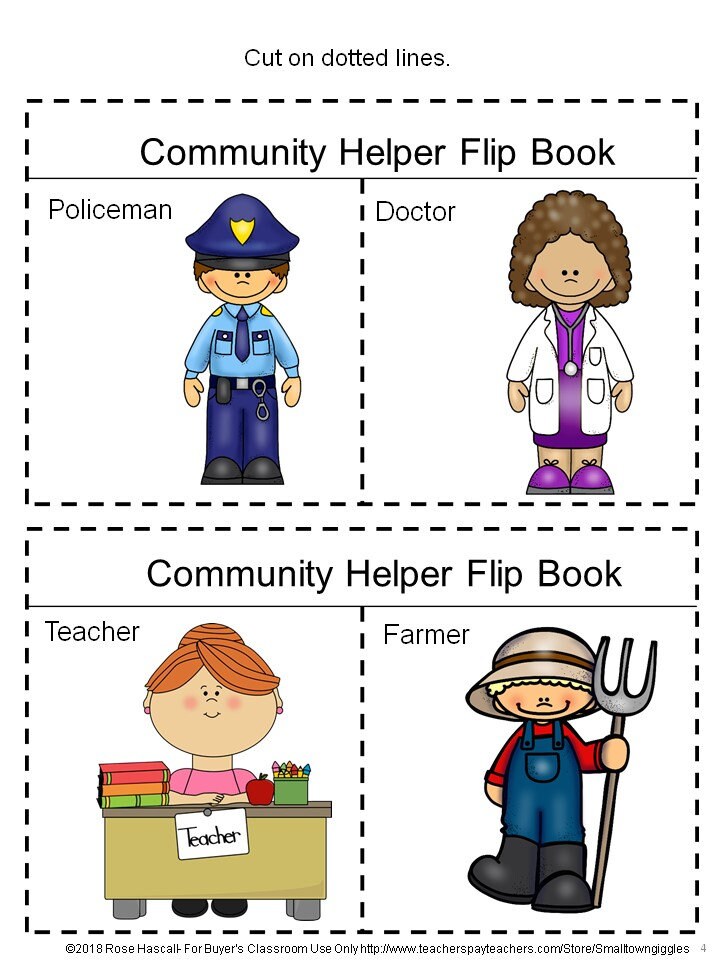 Community Helpers Interactive Cut and Paste Flip Book Special Ed, K-P ...