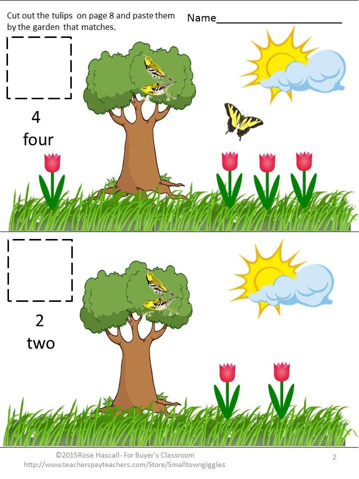 Spring Math Center Activity Counting the Tulips P-K, K, Special ...