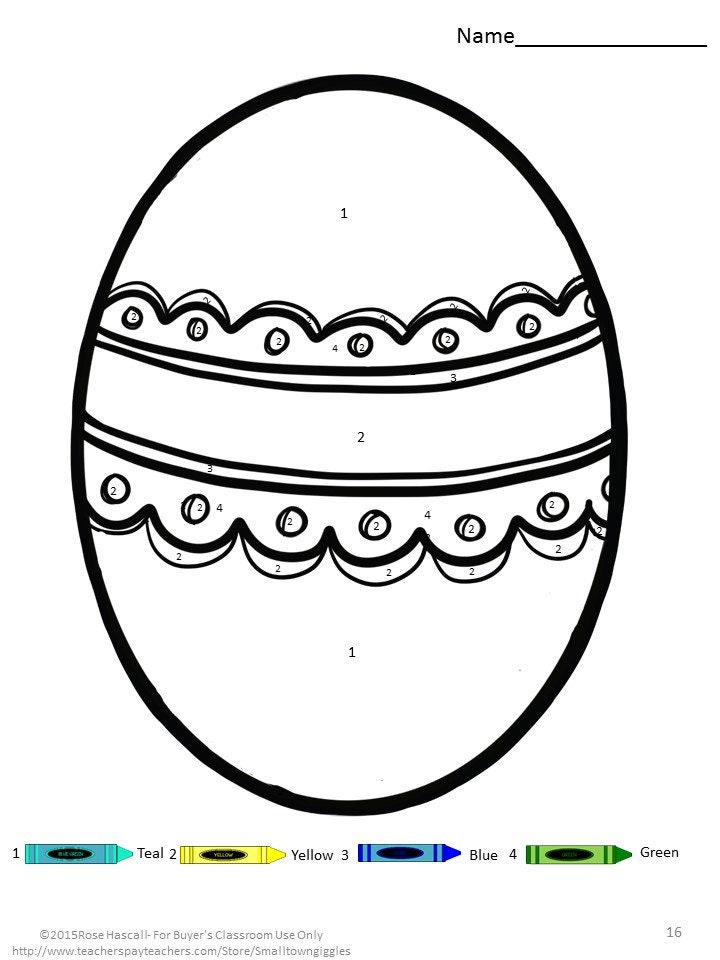 Color by Number Easter, Fine Motor Skills, Kindergarten, Special ...