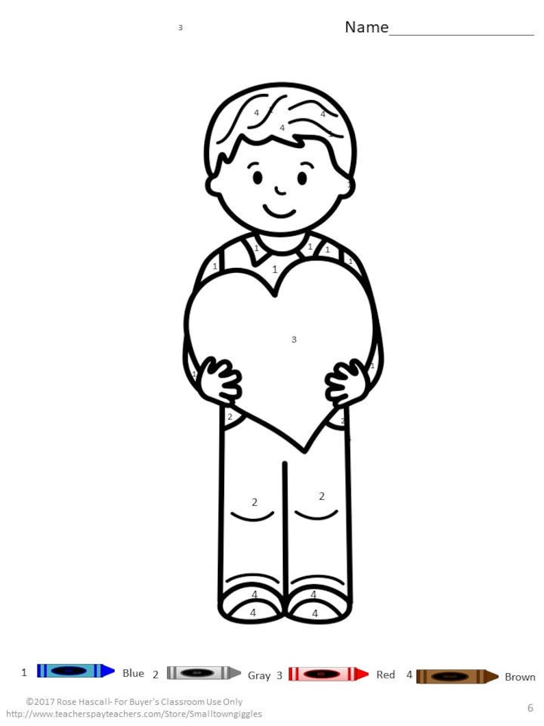 Valentine's Day Color by Number, Coloring Pages, Fine Motor Skill ...
