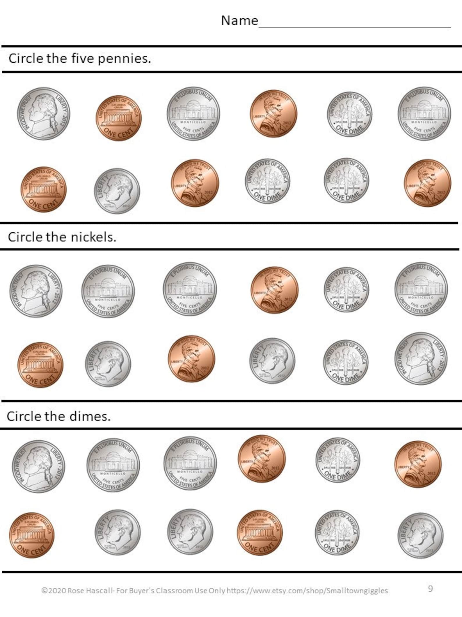 Coins Money Activities Counting Coins Identifying Coins Special ...