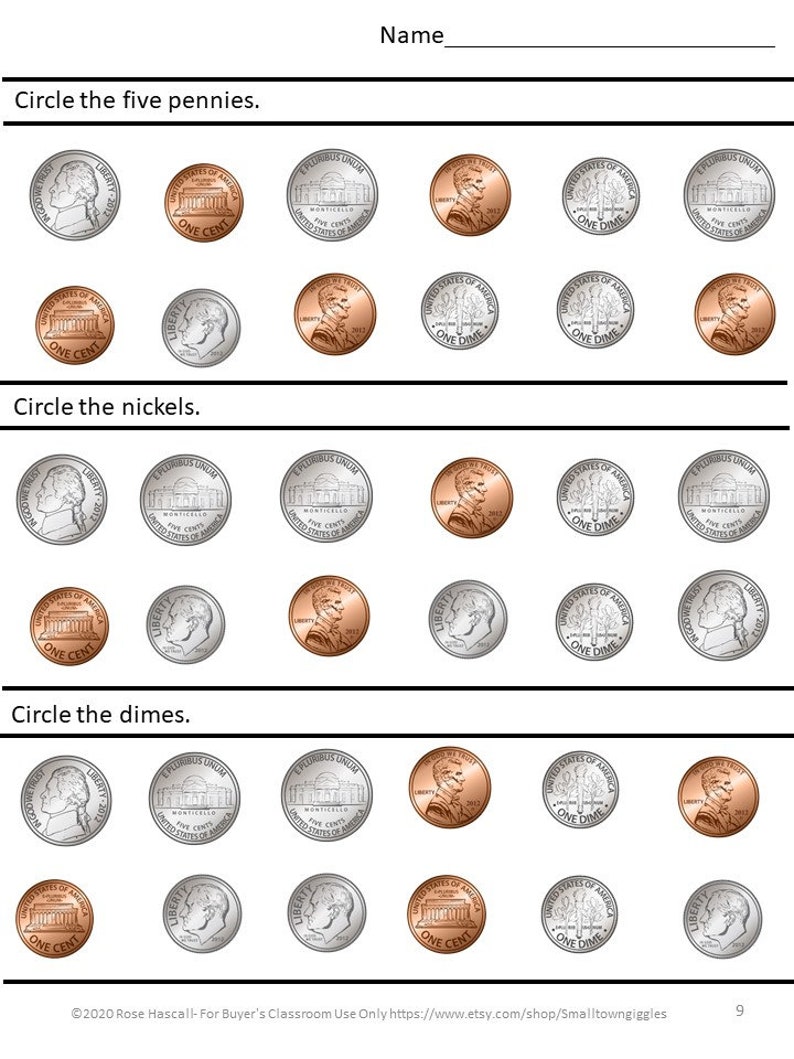 Coins Money Activities Counting Coins Identifying Coins Special ...