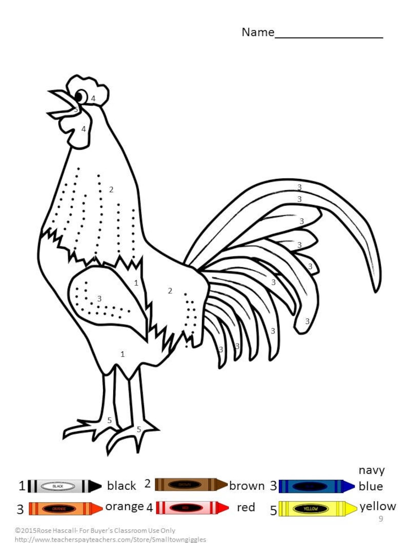 Farm Color by Number Coloring Pages, Fine Motor Skills, Math, Color ...