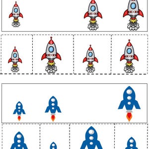 Sorting by Size Space Ships Cut and Paste Worksheet Set Preschool ...