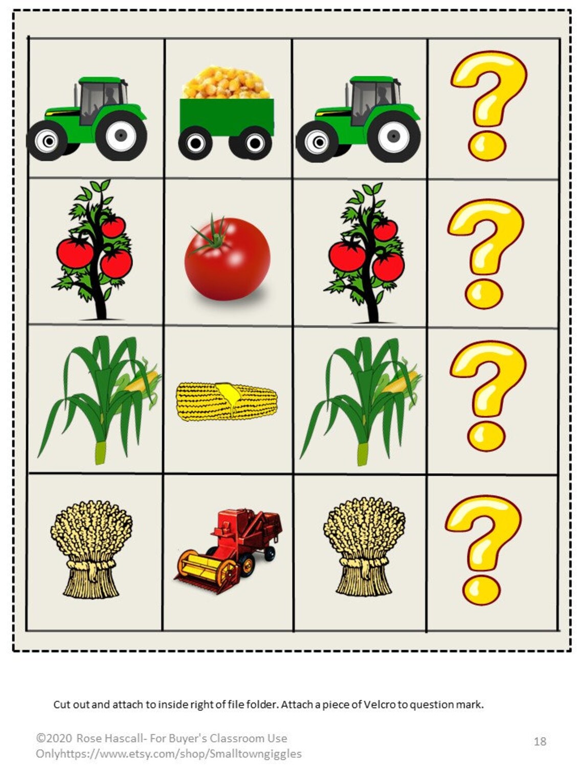 Preschool File Folder Games, Farm Math Teacher Printables, Digital ...