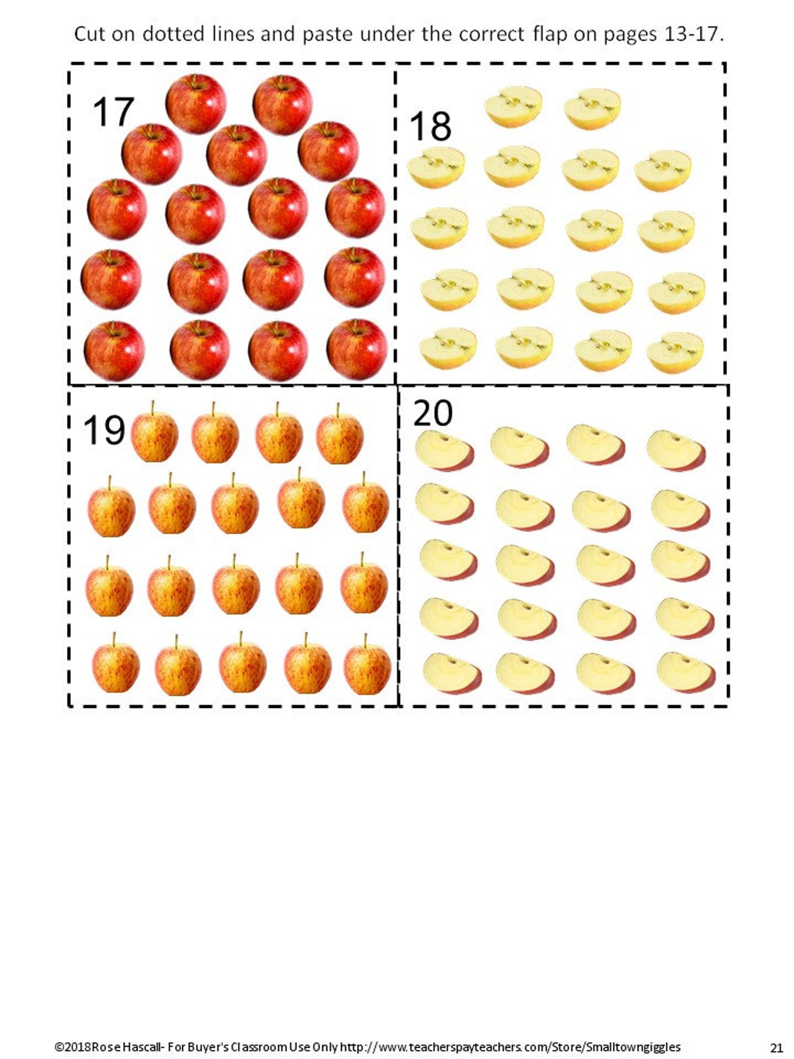Apple Counting Interactive Cut and Paste Flip Book Special Education ...