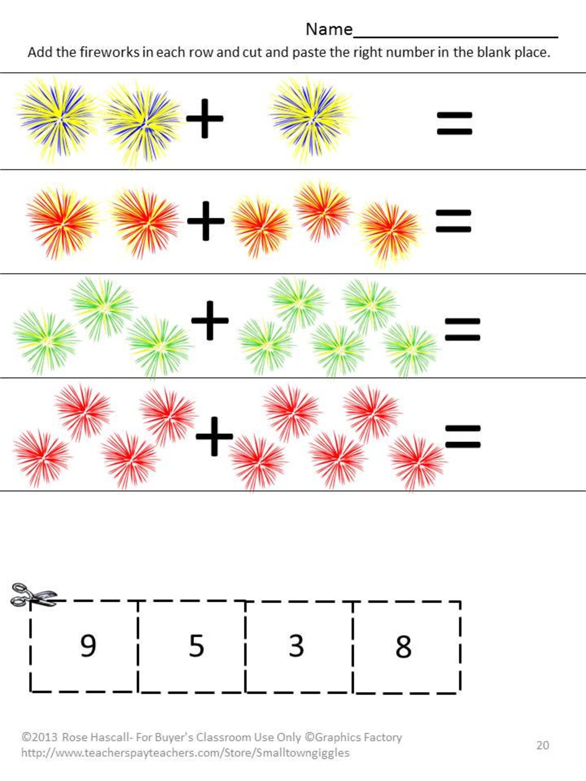 New Year's Counting Worksheets, Celebrating the New Year Math Cut and ...